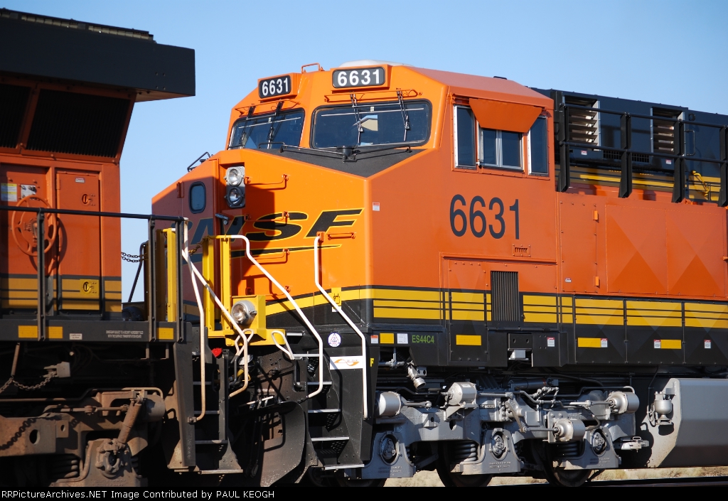 Close up shot of a Very Brand New ES44C4 (Dynamite/C4 as my son's call them) BNSF 6631 as she ...